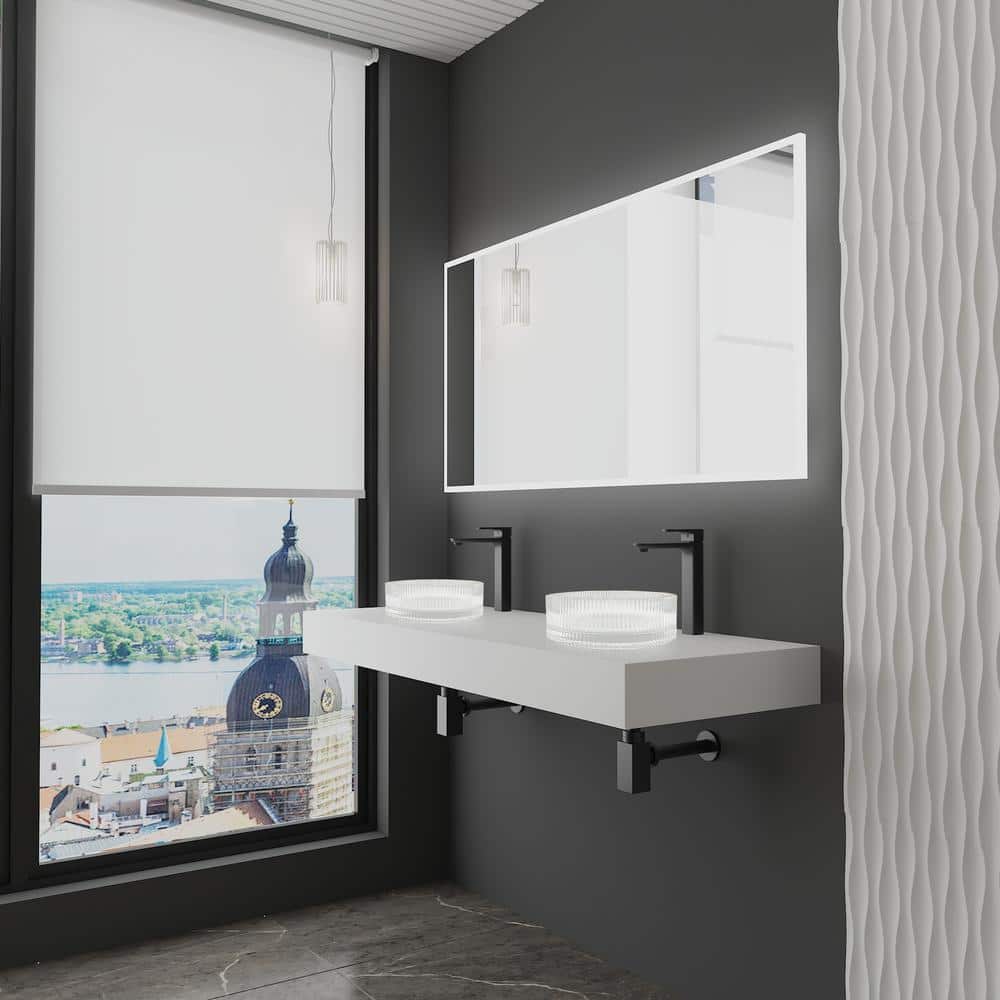 castellousa 60 in. Wall Mounted Bathroom Countertop Shelf in White ...