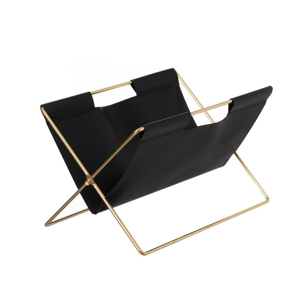 FABULAXE 9 in. Black Foldable Magazine Rack, Book Basket, File Holder ...