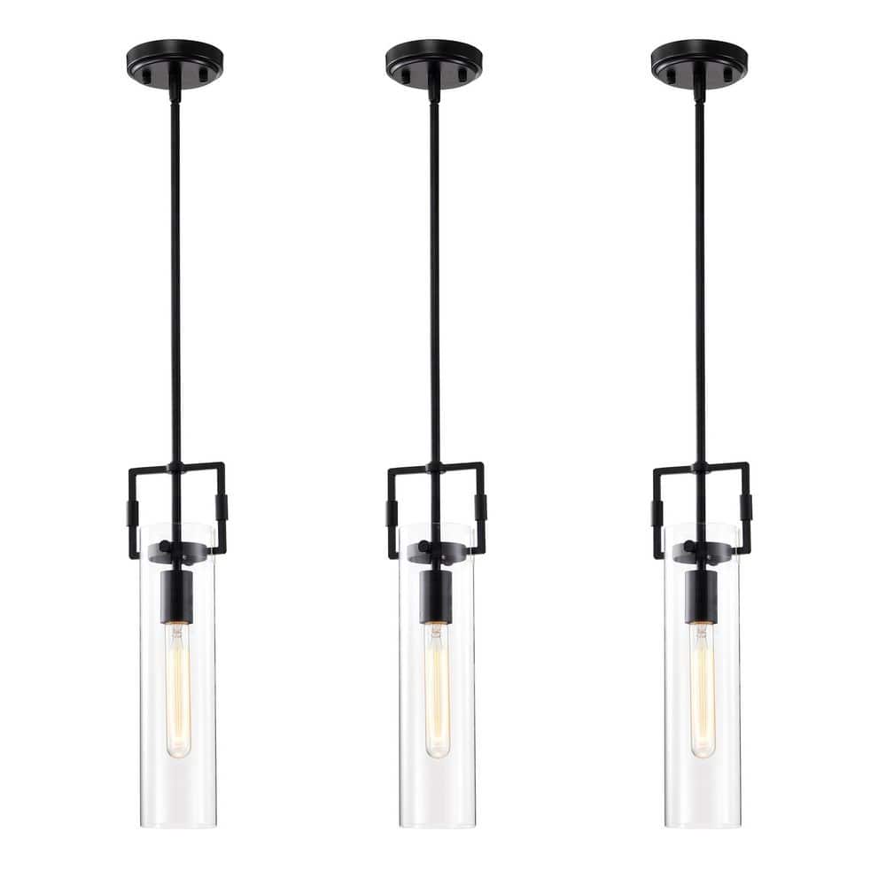 Edvivi Essence 1-Light Matte Black Modern Mini Pendant Light with Clear ...
