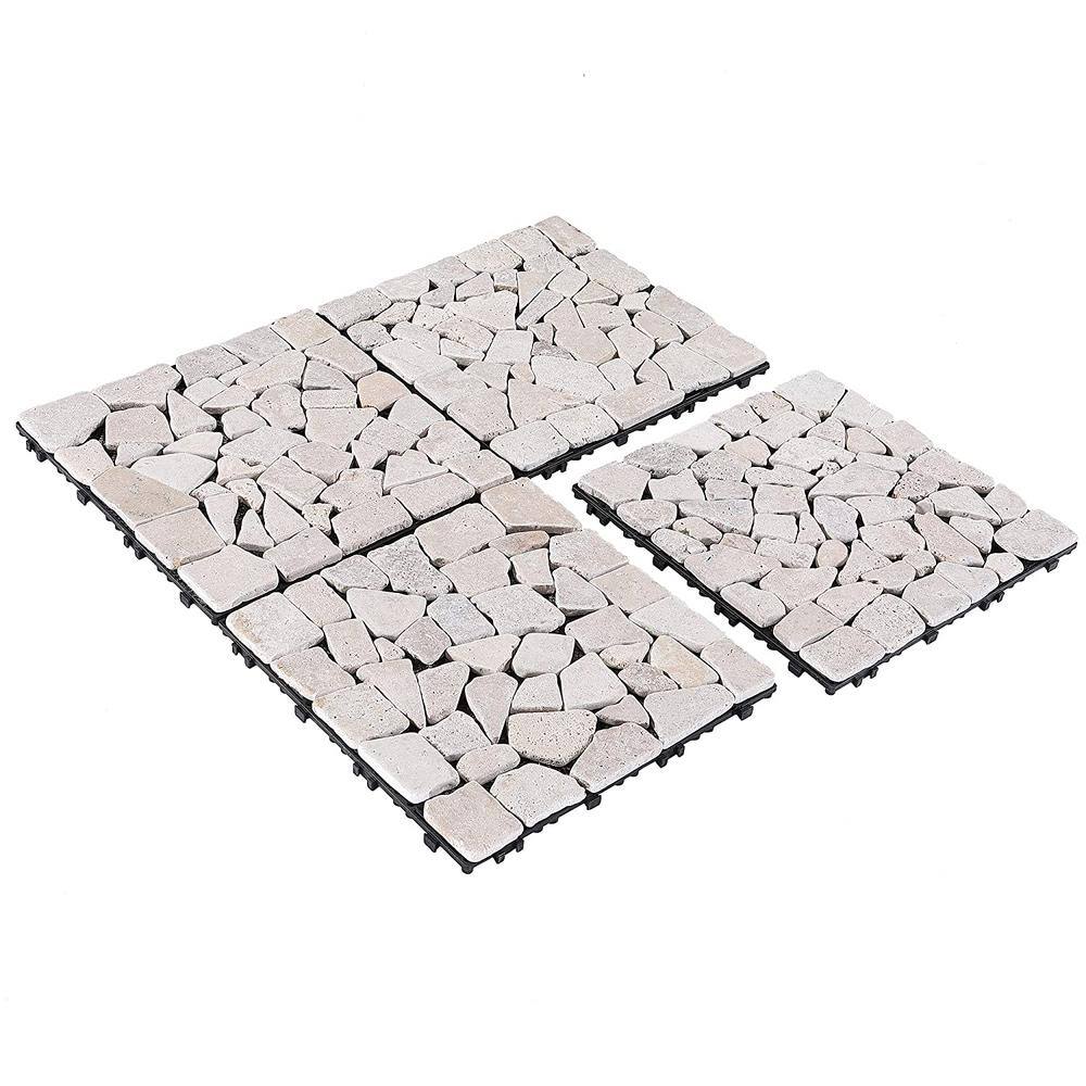 PURE ERA 1 ft. x 1 ft. Natural Real Stone Interlocking Indoor Outdoor ...