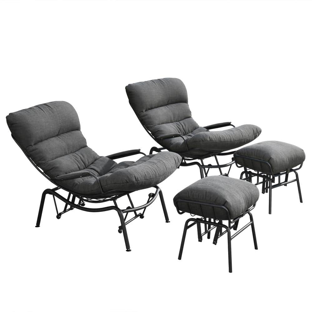 HOOOWOOO Mono Metal Patio Lounge Outdoor Rocking Chair with an Ottoman ...