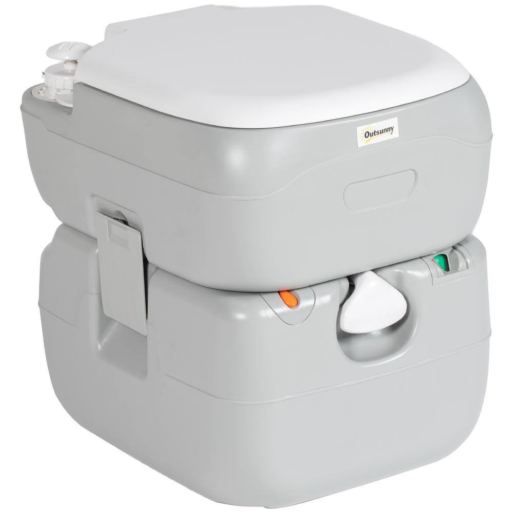 Outsunny 13 in. W x 15.7 in. D x 16.9 in. H Gray Portable Toilet for ...