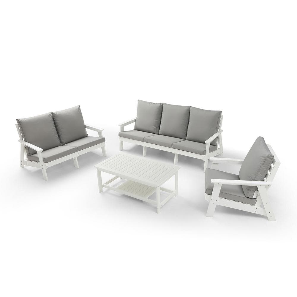 myhomore 4-Piece HIPS Patio Conversation Set Weather Resistance Outdoor ...