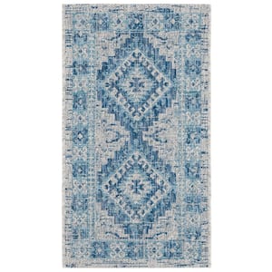 SAFAVIEH Courtyard Light Gray/Light Beige 2 ft. x 4 ft. Border Aztec ...