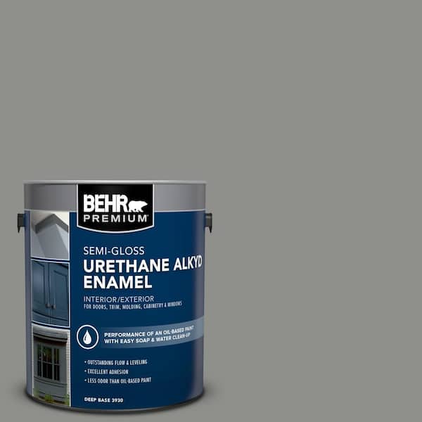 BEHR PREMIUM 1 gal. #PPU24-20 Letter Gray Urethane Alkyd Semi-Gloss ...