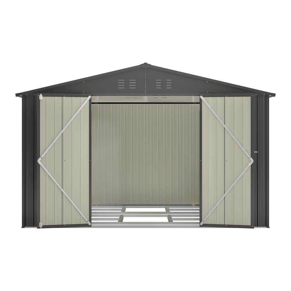 Siavonce 8 ft. W x 10 ft. D Outdoor Storage Shed, All Weather Metal ...