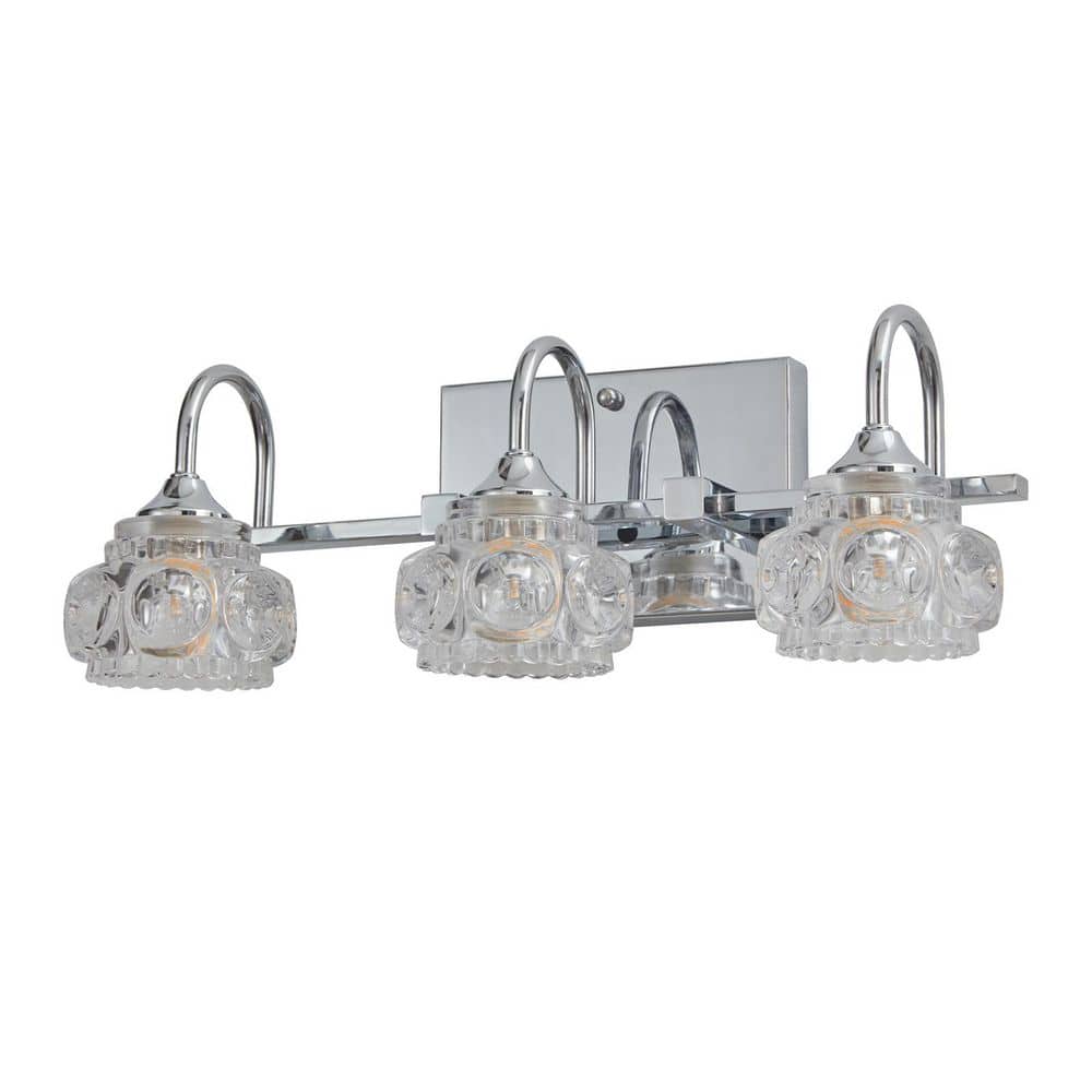 AVITAS 17.3 in. 3-Light Modern Nickel Crystal Bathroom Vanity Light ...