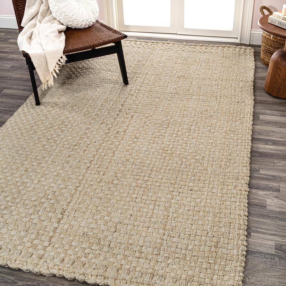 JONATHAN Y Estera Hand Woven Boucle Chunky Jute Ivory 4 ft. x 6 ft ...