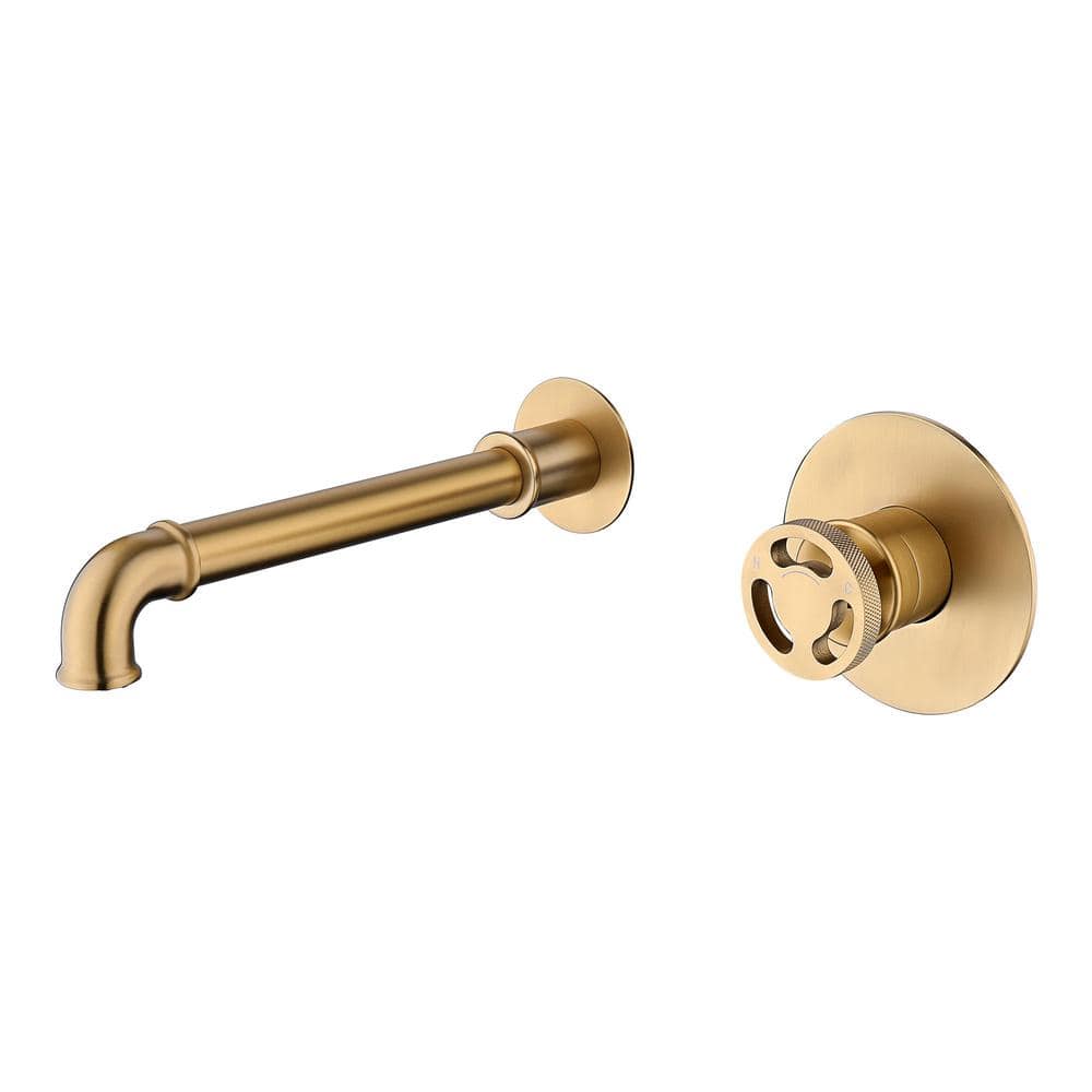 FLG Single Handle Wall Mounted Bathroom Faucet 2 Holes Modern Brass ...