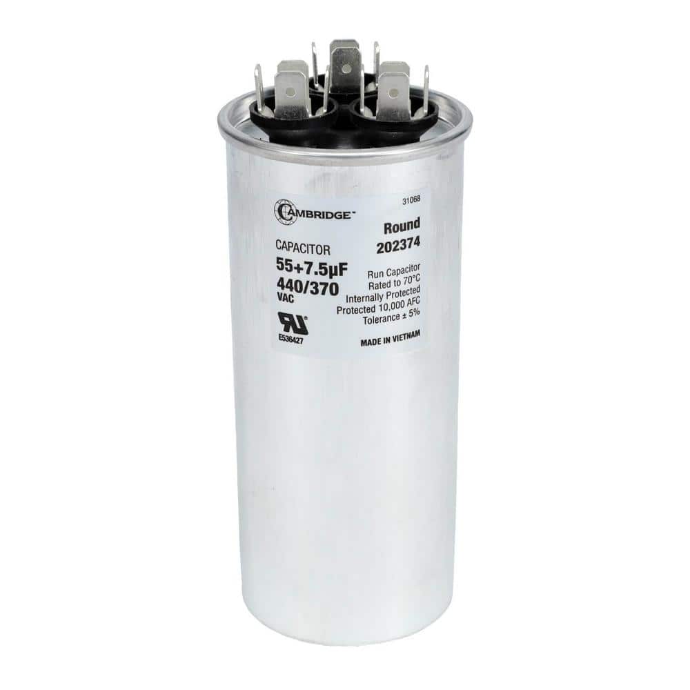 Cambridge 1.97 in. x 1.97 in. x 4.53 in. Aluminum 55 Plus 7.5 MFD, 440 ...