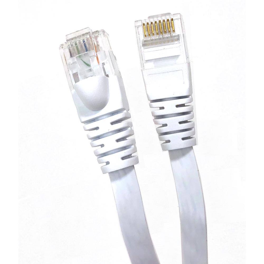 Micro Connectors, Inc 25 ft. Flat White RJ45 CAT 6 Unshielded Twisted ...