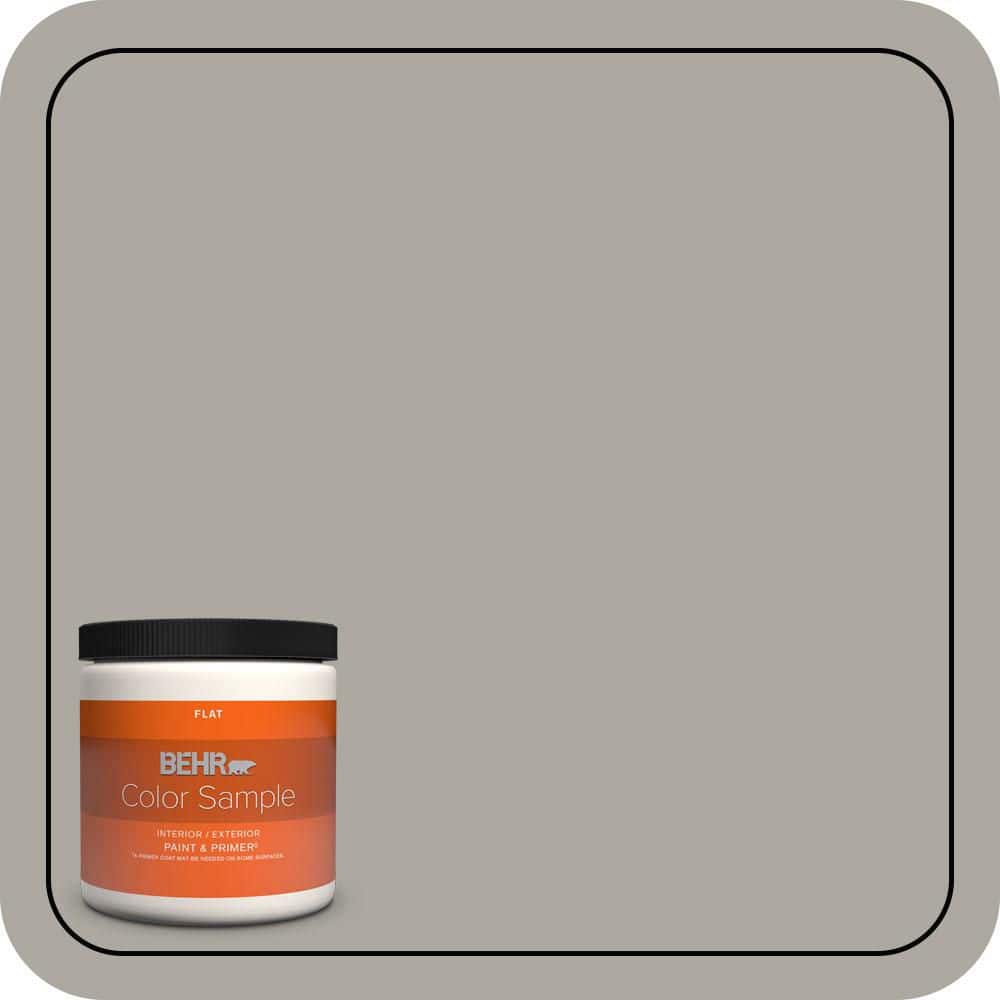 BEHR PREMIUM PLUS 8 oz. #N360-3 Still Gray Flat Interior/Exterior Paint ...