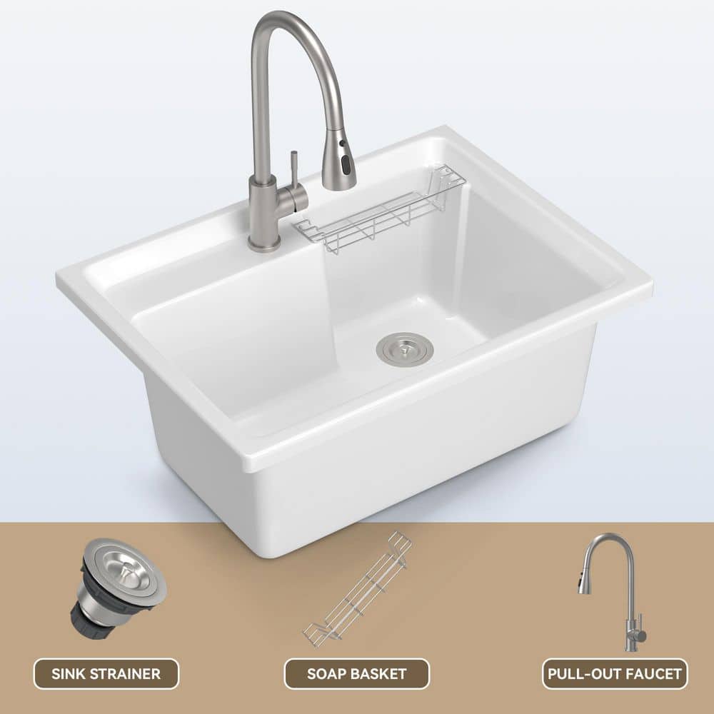 Getpro 30 in. D x 22 in. W x 11 in. H Drop-in Laundry/Utility Sink ...