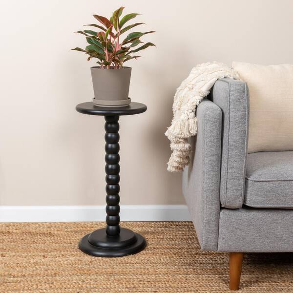 Storied Home Stacked 12 in. Black Round Edge Top Wood End Table EC1429 ...