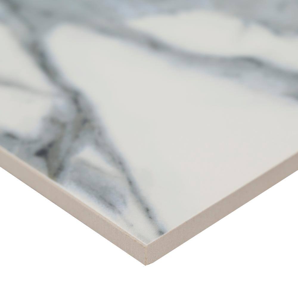 Buy Carrara Azul 16 in. x 32 in. Polished Porcelain Stone Look Floor ...