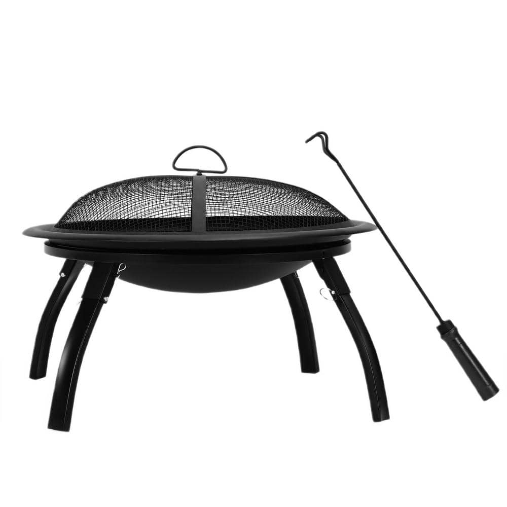 Oumilen Fire Pit 22 in. Folding Fire Pit with Steel Grill Cooking Grate ...