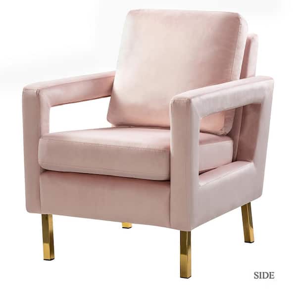 JAYDEN CREATION Anika Modern Pink Comfy Velvet Arm Chair with Stainless ...