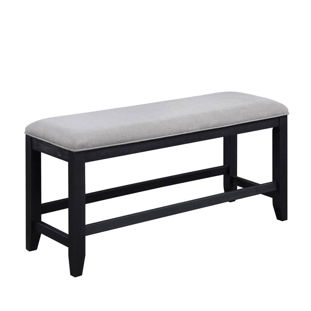 Steve Silver Yves Rubbed Charcoal with Gray Fabric Upholstery Dining ...
