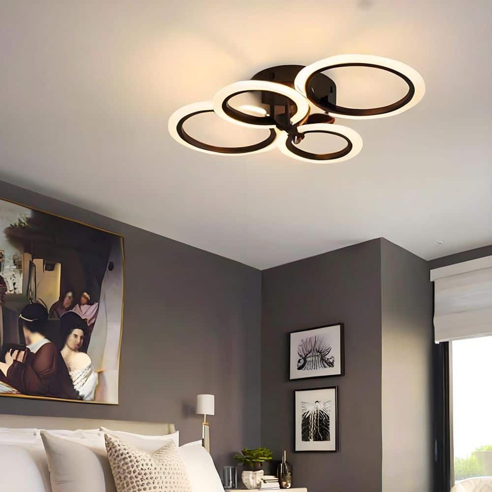 YANSUN 17 in. Modern 4-Ring Integrated LED Flush Mount Ceiling Light in ...