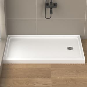 EASYWORC 60 in. L x 32 in. W Single Threshold Alcove Shower Pan Base in ...
