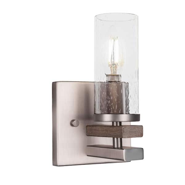 Paris 1-Light Graphite and Painted Distressed Wood-look Metal Wall ...
