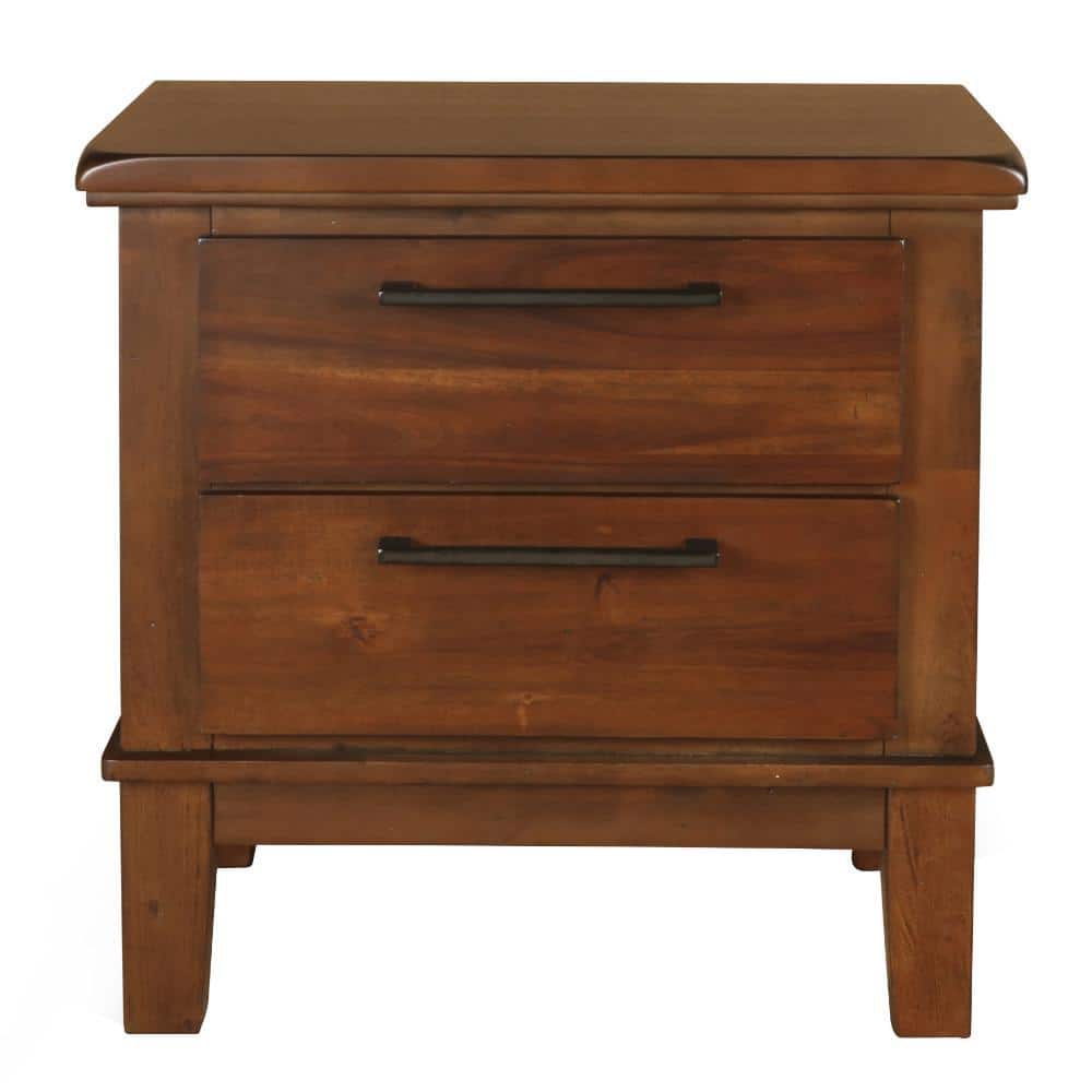 Benjara Brown 2-Drawers Wooden 28 in. W Nightstand BM225824 - The Home ...