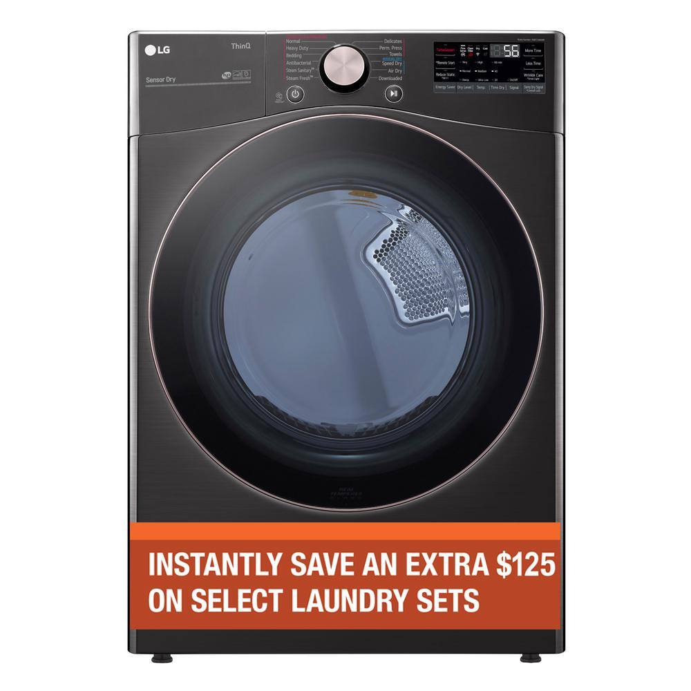 LG 7.4 Cu. Ft. Vented SMART Stackable Electric Dryer in Black Steel ...