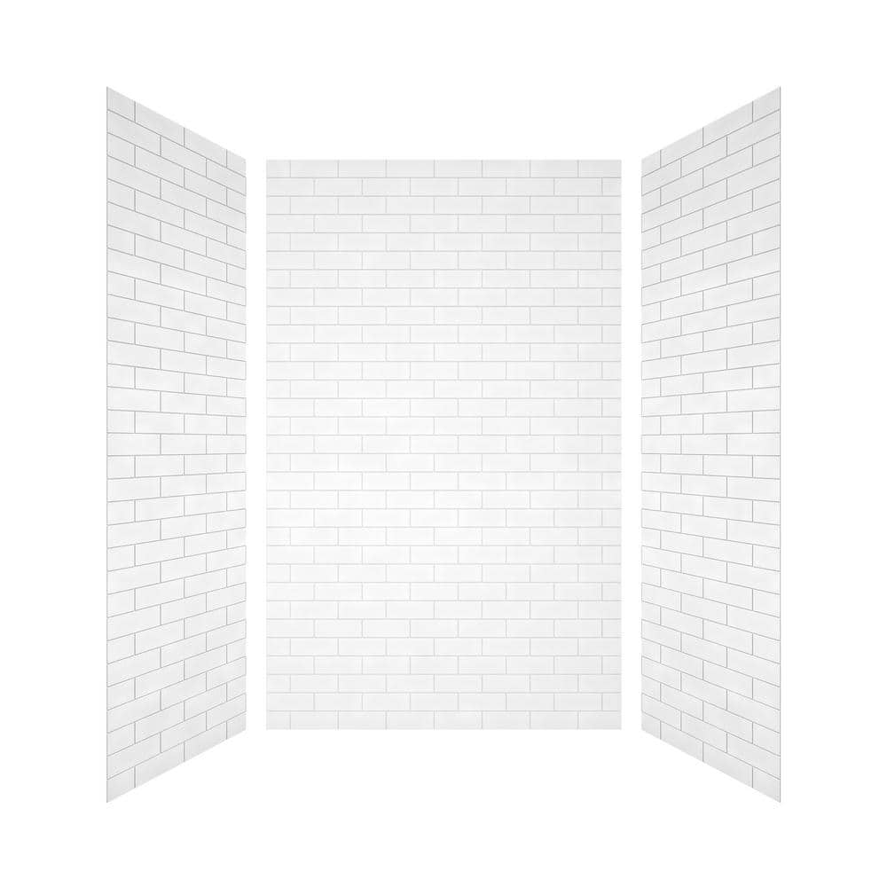 CASAINC 60 W in. x 96 H in. Three-Piece Glue Up Composite Alcove Shower ...