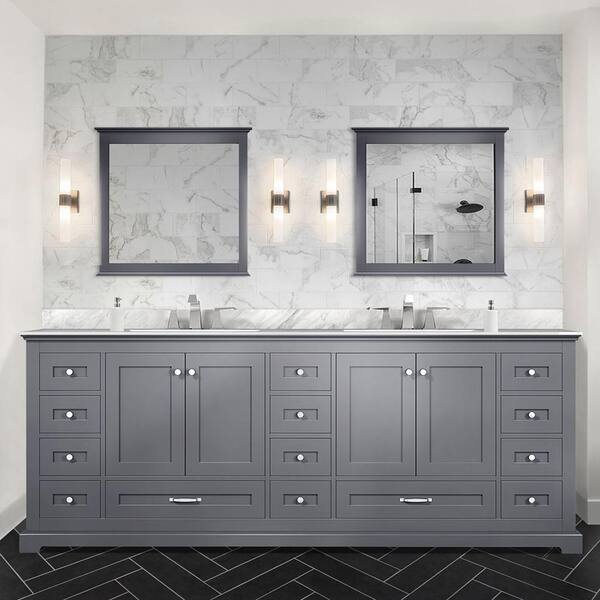 Lexora Dukes 84 in. W x 22 in. D Dark Grey Double Bath Vanity without ...