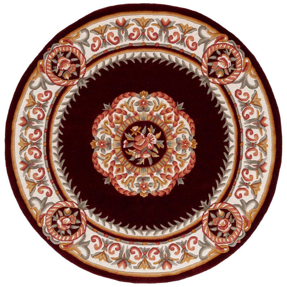 SAFAVIEH Naples 6 ft. x 6 ft. Red/Ivory Ornate Medallion Round Area Rug ...