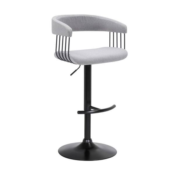 Benjara 33 in. Gray and Black Low Back Metal Frame Bar Stool with ...