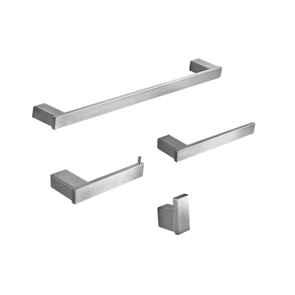 Satico 4 Piece Bath Hardware Set With Towel Bars Toilet Paper Holder