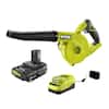 RYOBI ONE+ 18V Cordless Compact Workshop Blower with 2.0 Ah Battery and ...