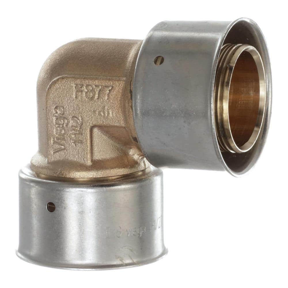 Viega PureFlow 1-1/2 in. x 1-1/2 in. Press Zero Lead Bronze 90° Elbow (5-pack) 93580 - The Home ...
