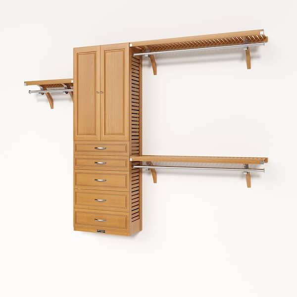 John Louis Home 72 in. W - 120 in. W Honey Maple Reach in with 5 ...