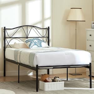 VECELO Bed Frame White Metal Frame Full Platform Bed with Headboard ...