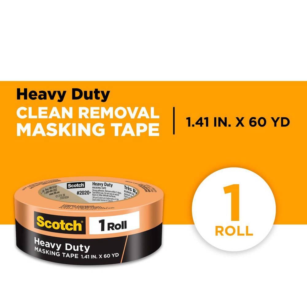 3M Scotch 1.41 in. x 60 yds. Heavy Duty Grade Masking Tape 2020+-36AP ...