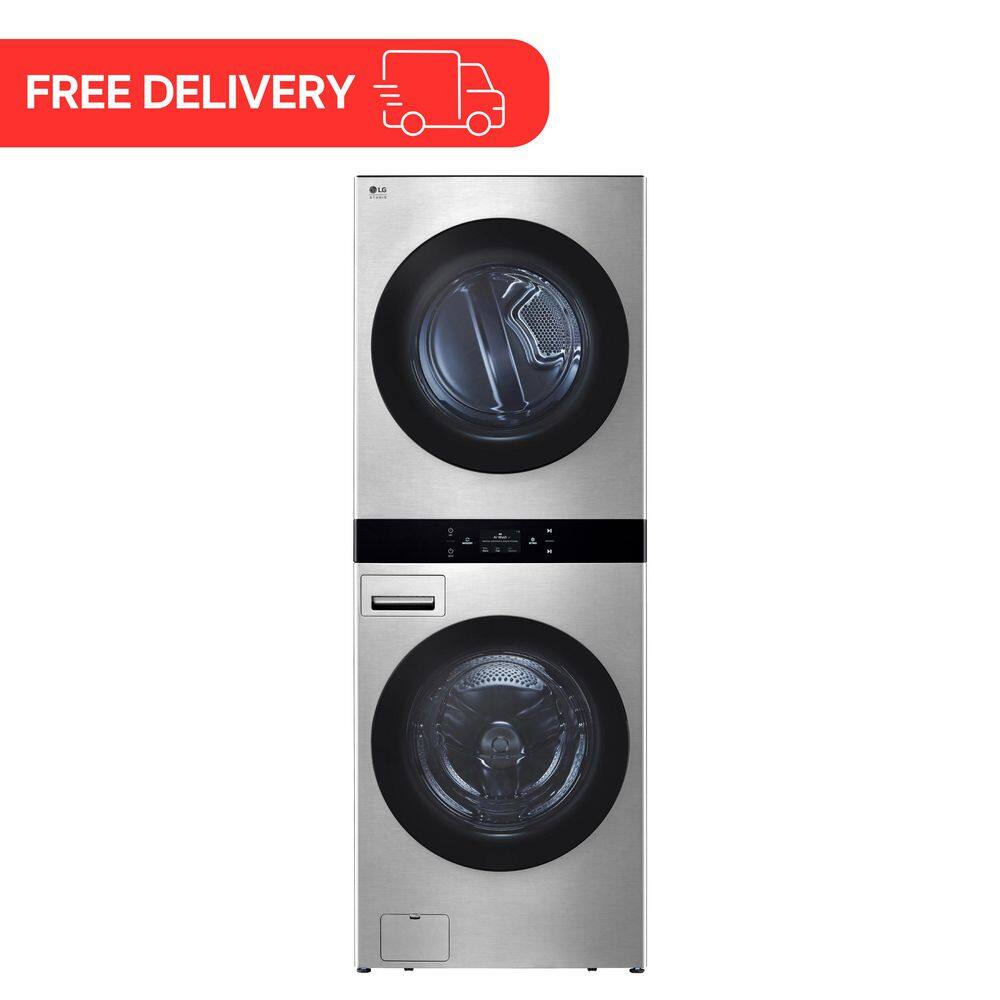 LG STUDIO WashTower Stacked SMART Laundry Center in Noble Steel 5.0 Cu ...