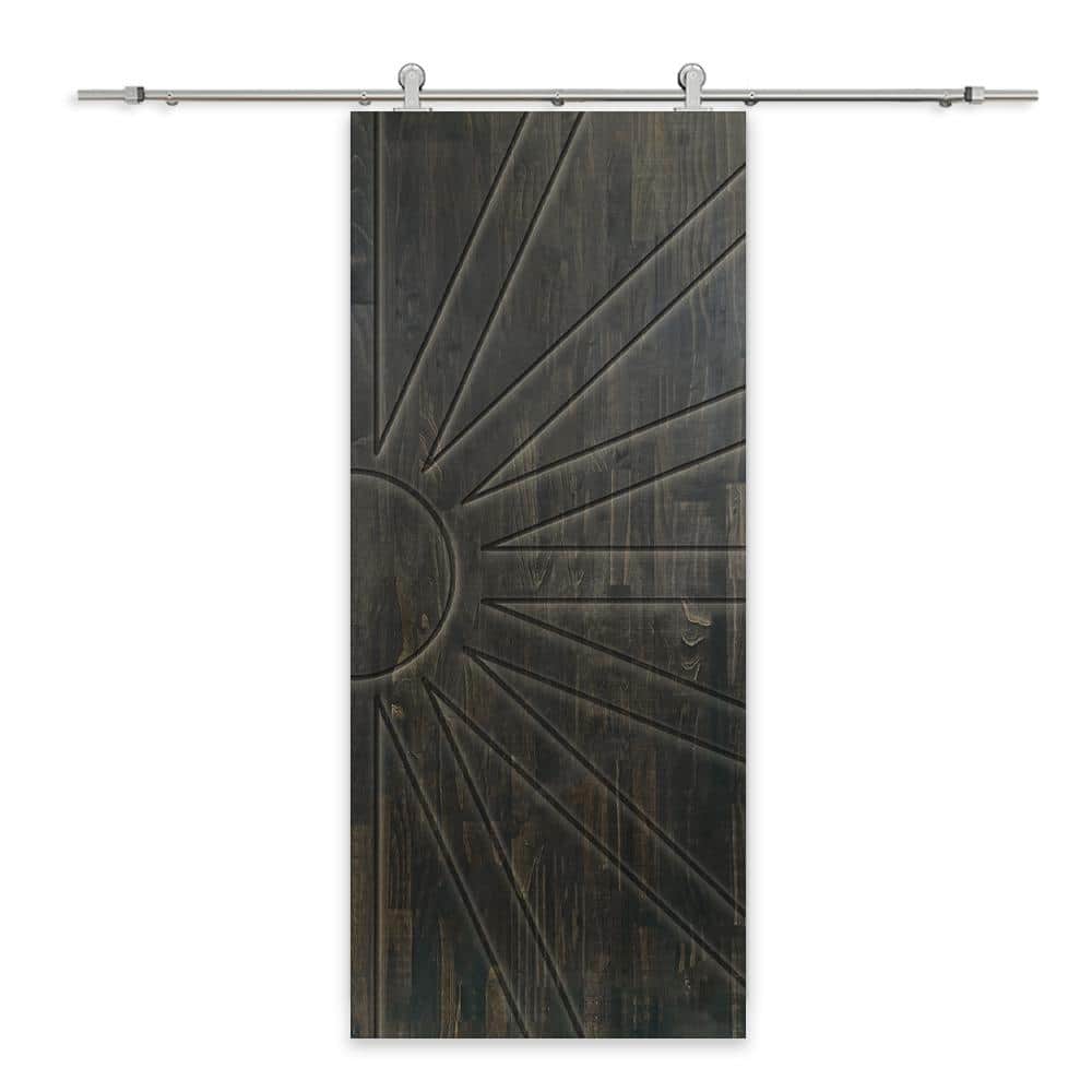 CALHOME 24 in. x 80 in. Charcoal Black Stained Pine Wood Modern ...