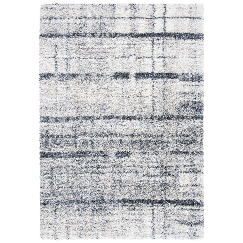 SAFAVIEH Fontana Shag 5 ft. x 8 ft. Ivory/Gray Abstract Area Rug ...