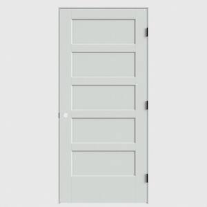 Masonite 32 in. x 80 in. 5-Panel Bayshore Right-Hand Solid Core Primed ...