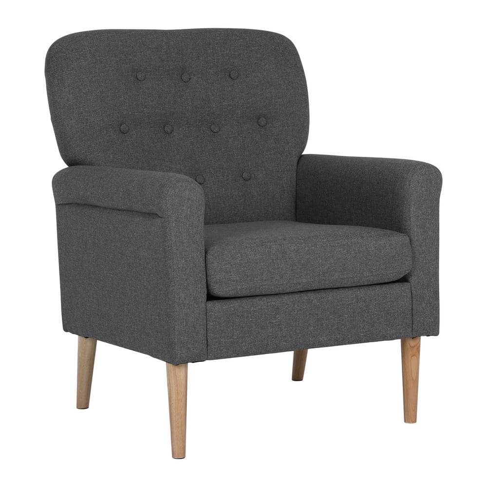 walsport Gray Linen Fabric Chair Single Upholstered Wide Armchair with ...