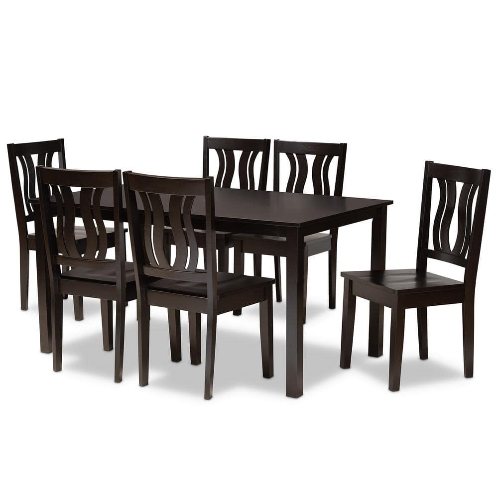 Baxton Studio Zamira 7-Piece Dark Brown Dining Set 1771137710519HD ...