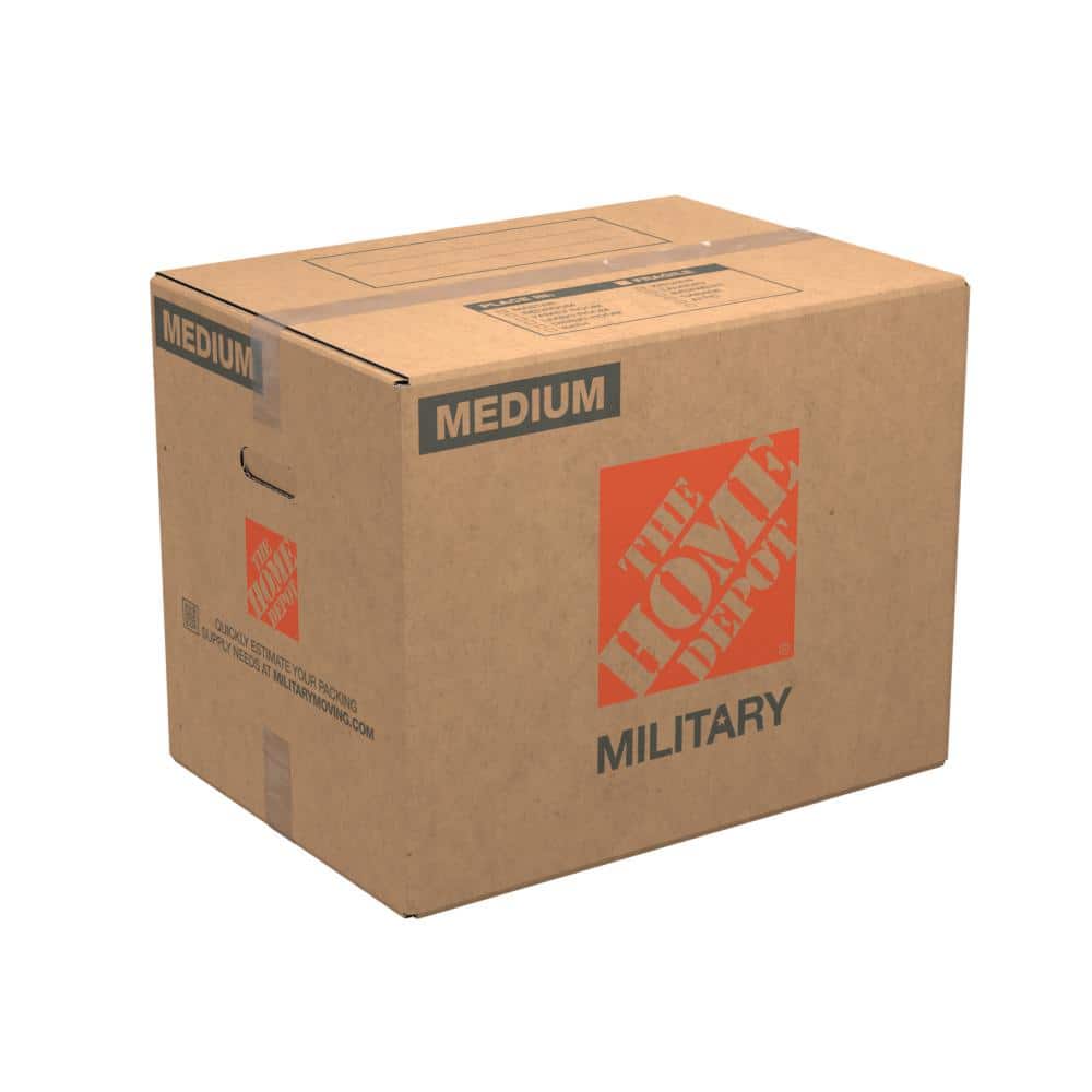 The Home Depot 21 in. L x 15 in. W x 16 in. D Medium Moving Box with Handles - Military Design ...