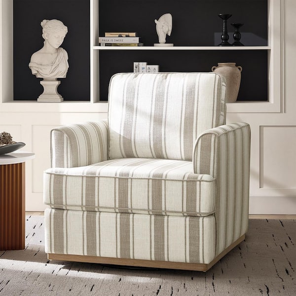 JAYDEN CREATION Edith Moss Polyester Swivel Armchair with Solid Wood ...