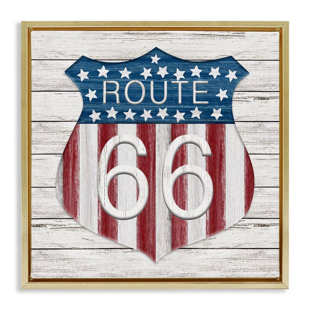 Stupell Industries Rustic Route 66 by Natalie Carpentieri Gold Floater ...