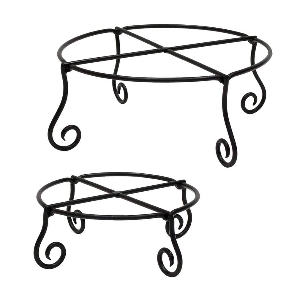 ACHLA DESIGNS 8 '' H Piazza Wrought Iron Outdoor Plant Stands, Set of ...