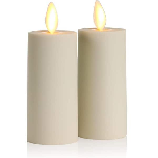 Ivory Outdoor Flameless Votive Candles-Realistic Moving Flame & Timer ...