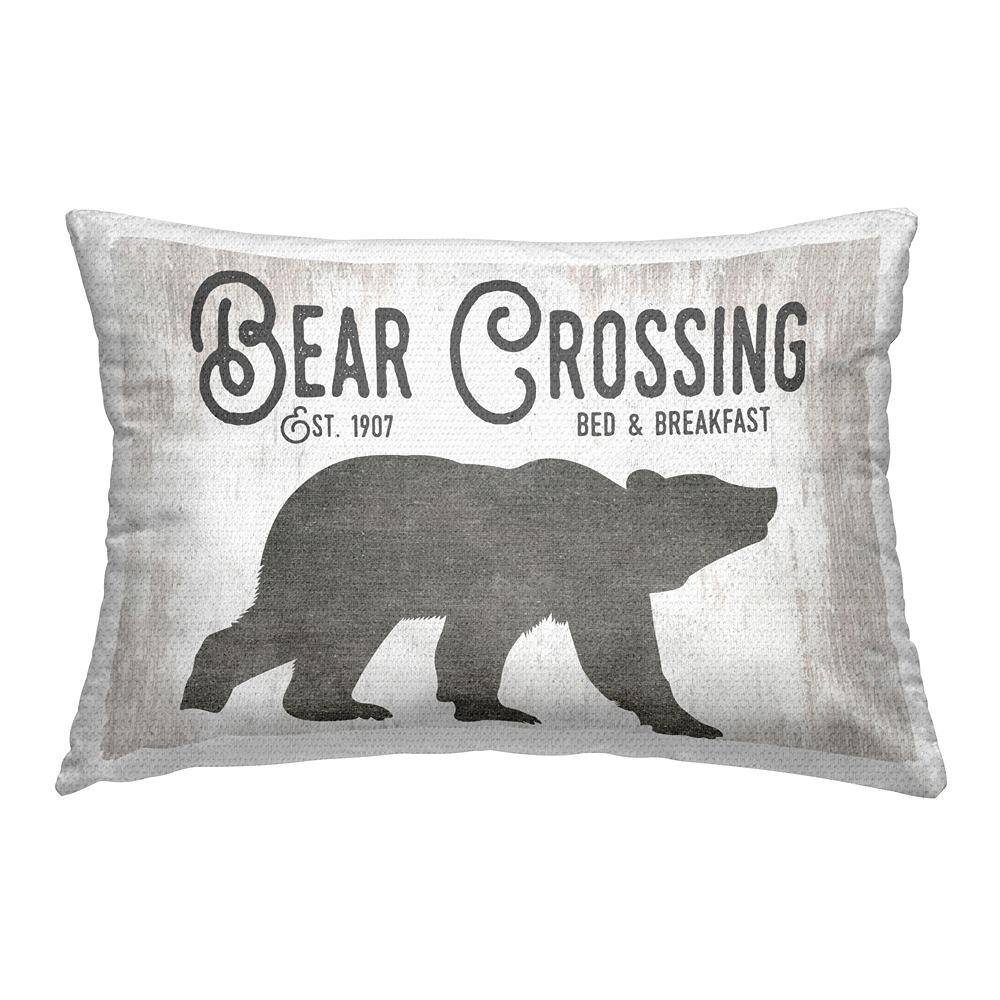 Stupell Industries Rustic Bear Crossing Grey Rectangular Outdoor Throw ...