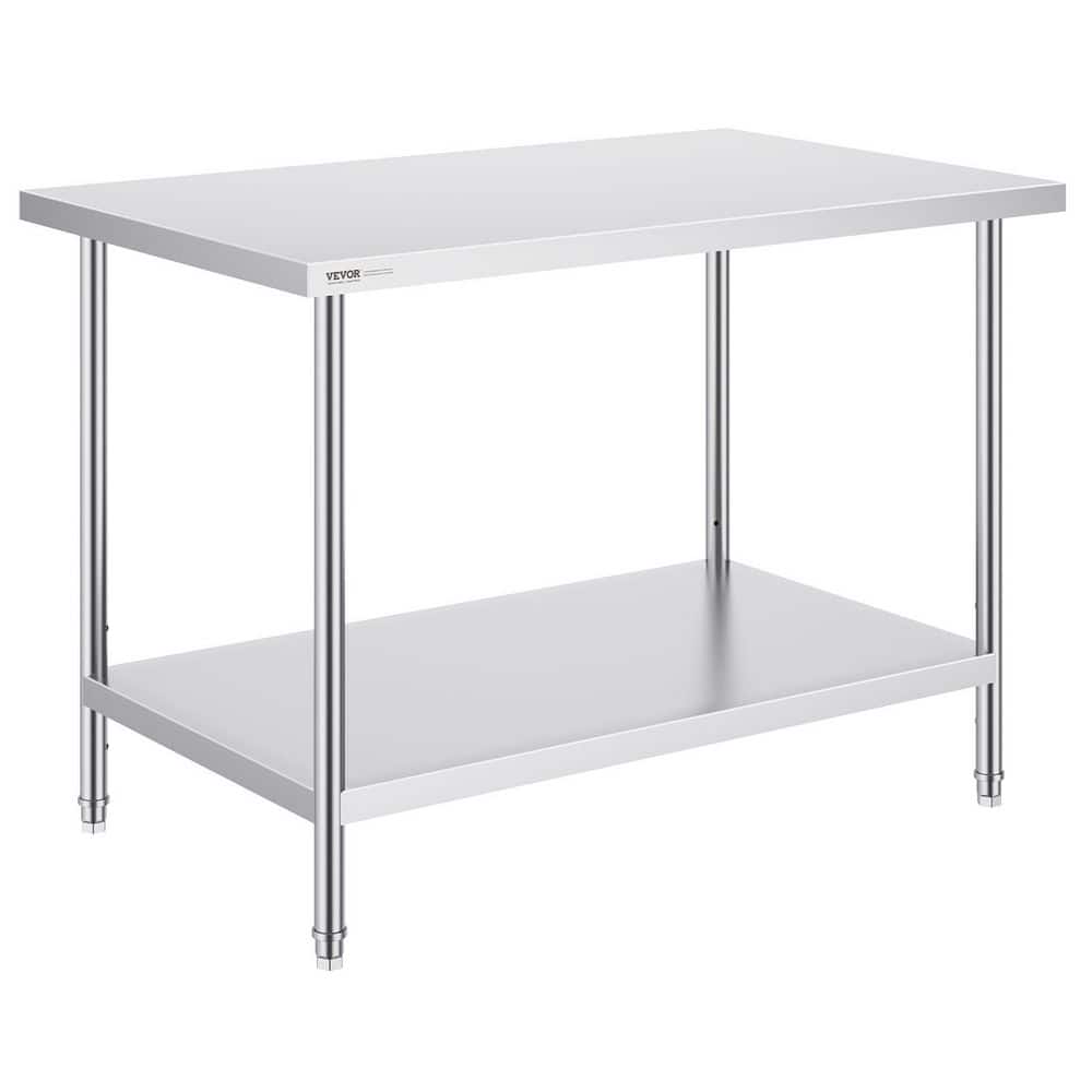 VEVOR Stainless Steel Prep Table 48x30x34 in. Heavy Duty Metal ...